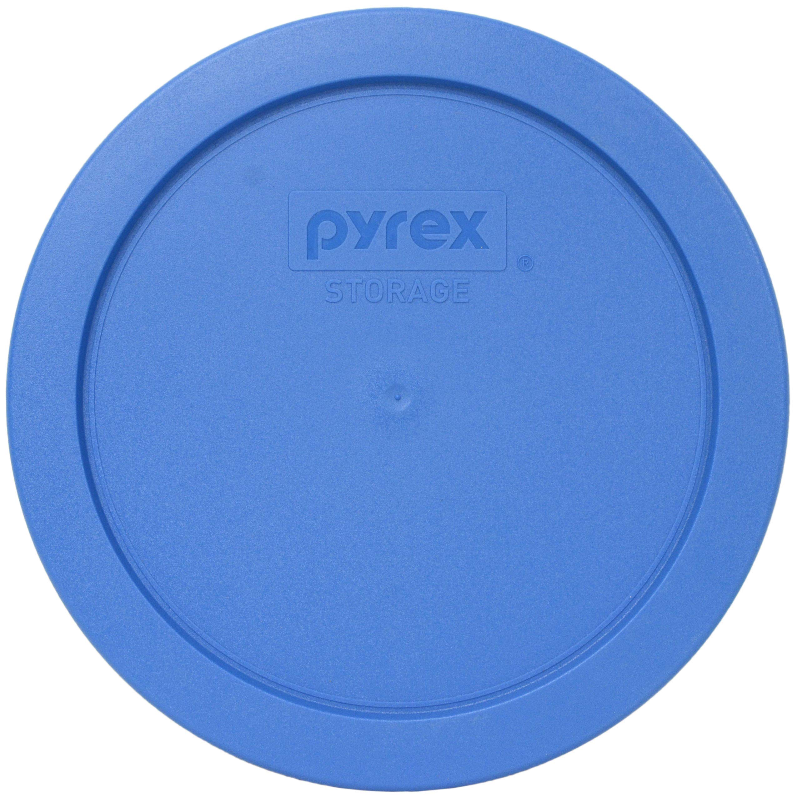 Pyrex (1) 7201-PC Marine Blue, (1) 7200-PC Turquoise, (1) 7202-PC White Round Plastic Food Storage Replacement Lids, Made in the USA