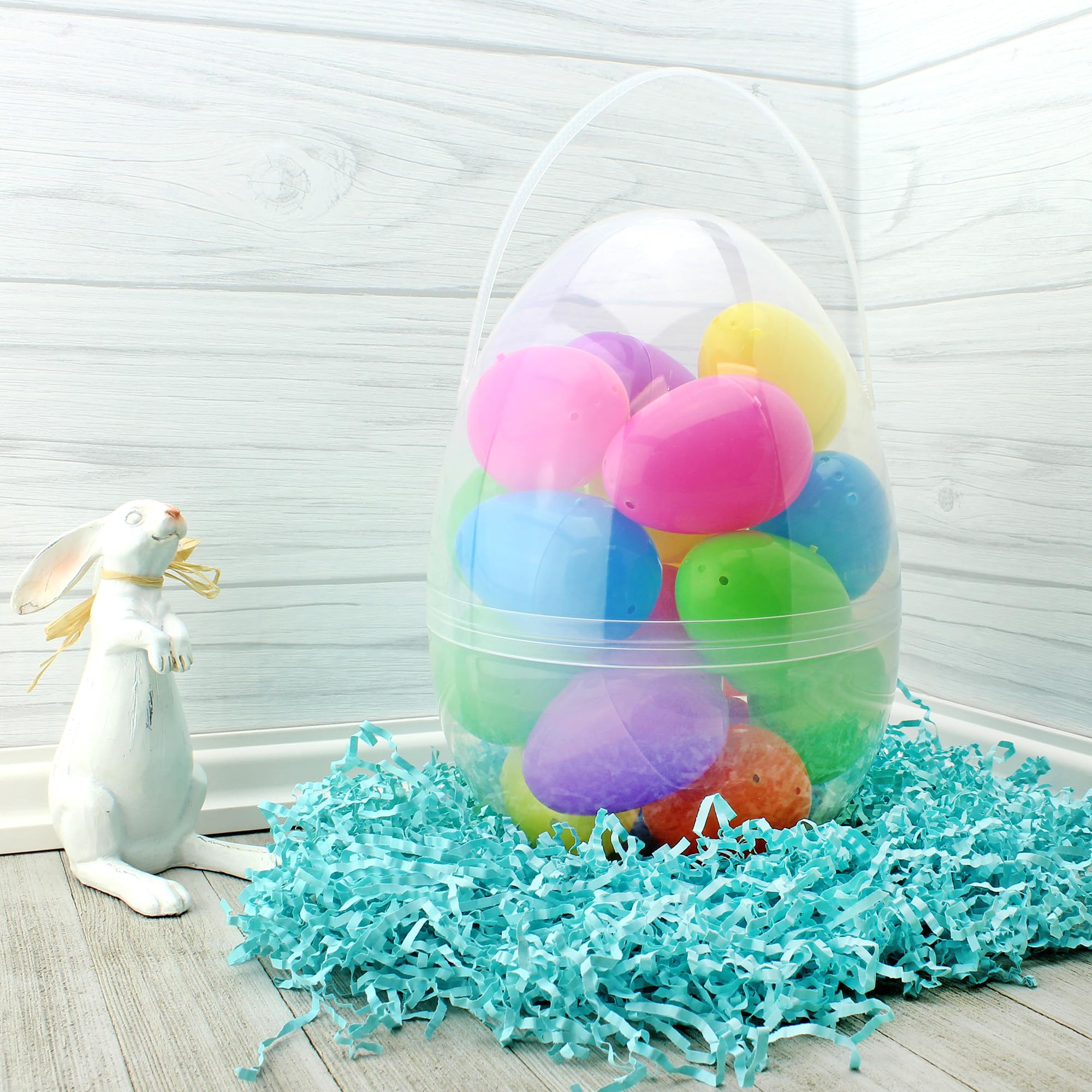Cornucopia Brands Jumbo Plastic Easter Eggs (4-Pack, 10-Inch); Giant Clear Egg-Shaped Buckets w/Handles