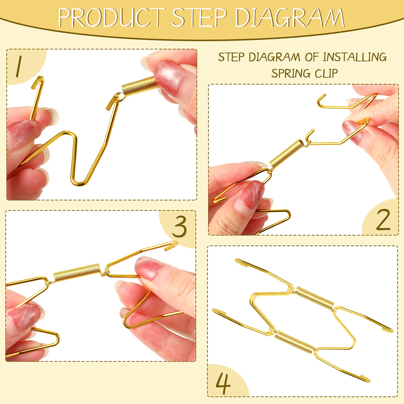 Hotop 12 Pcs Plate Hangers for The Wall 6, 8, 10 Inches Wall Invisible Heavy Duty Stainless Decorative Wire Plate Hangers Stainless with 12 Pcs Hooks with Nails for Indoor Decorative(Gold)