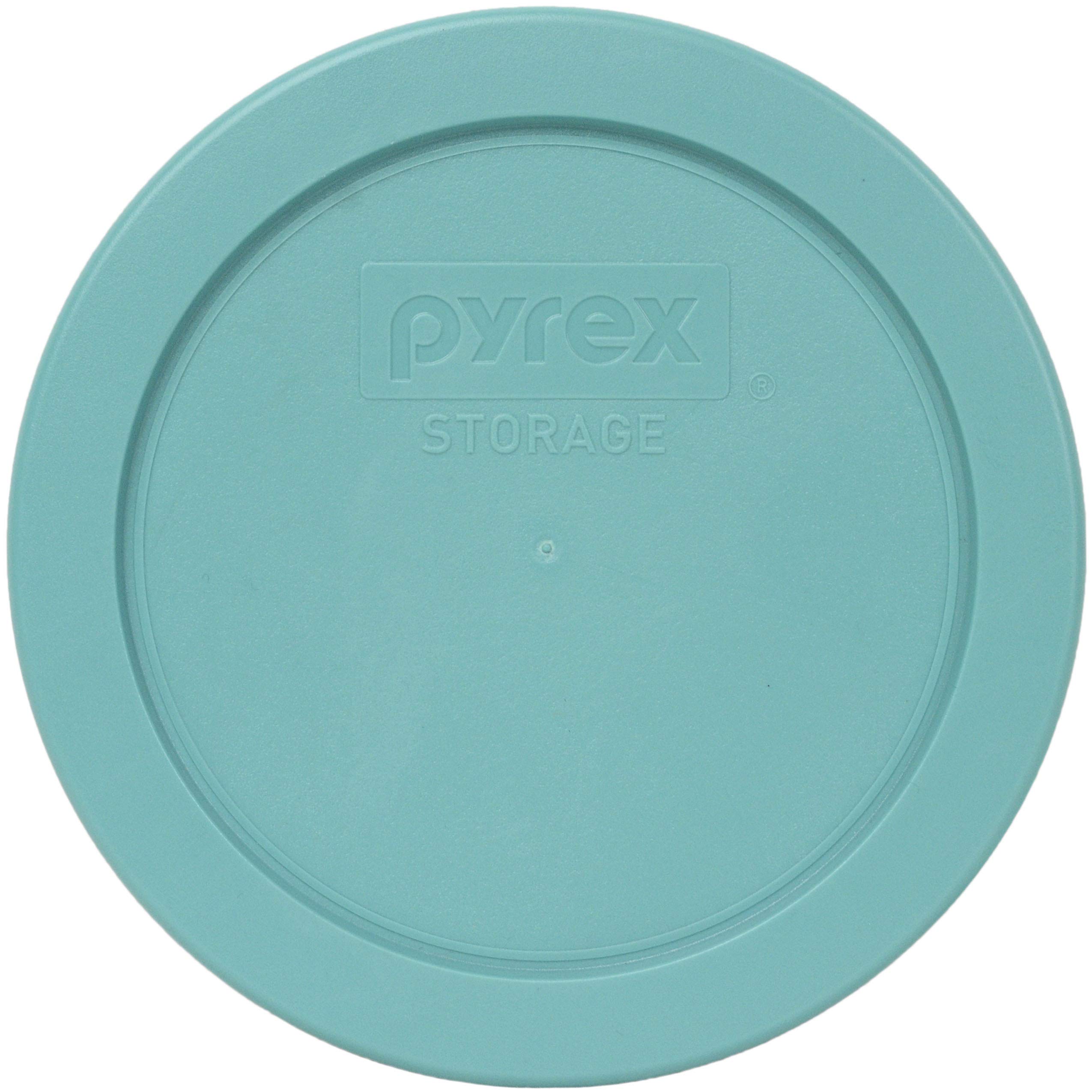 Pyrex (1) 7201-PC Marine Blue, (1) 7200-PC Turquoise, (1) 7202-PC White Round Plastic Food Storage Replacement Lids, Made in the USA