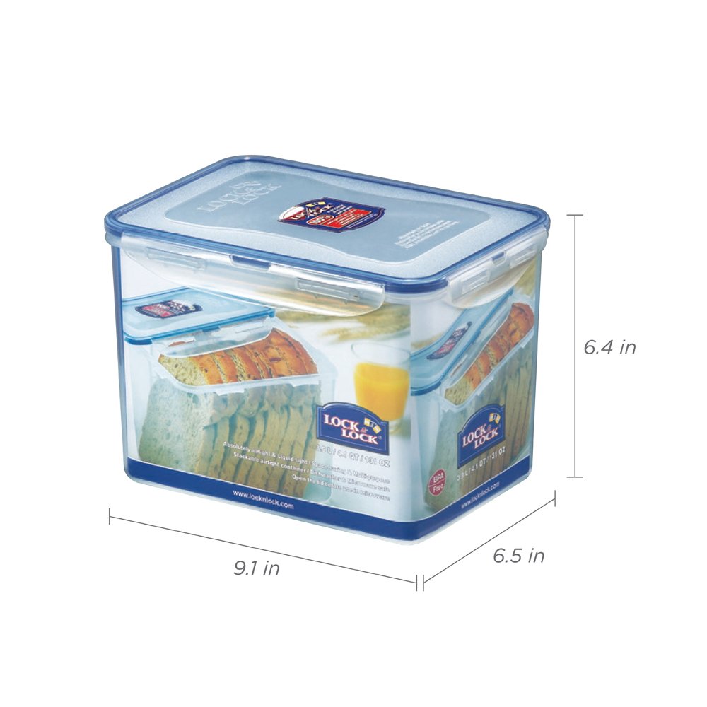 (Pack of 2) LOCK & LOCK Airtight Rectangular Tall Food Storage Container 131.87-oz / 16.48-cup