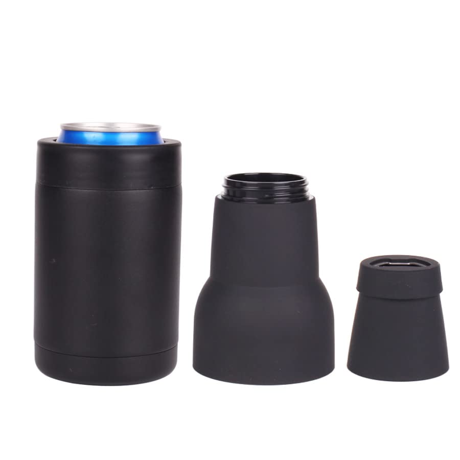 Gteller 3 in 1 Can and Beer Bottle Insulator, Double Wall Stainless Steel Insulated Can Cooler, Beer Bottle Holder 12oz 14oz 17oz (12oz Can&Bottle BK)