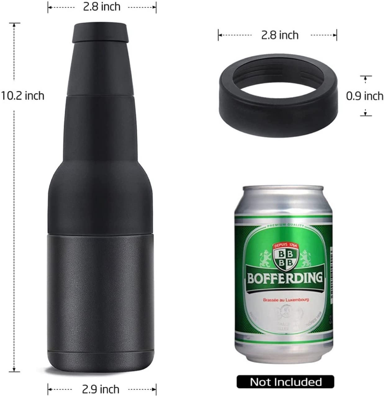 Gteller 3 in 1 Can and Beer Bottle Insulator, Double Wall Stainless Steel Insulated Can Cooler, Beer Bottle Holder 12oz 14oz 17oz (12oz Can&Bottle BK)