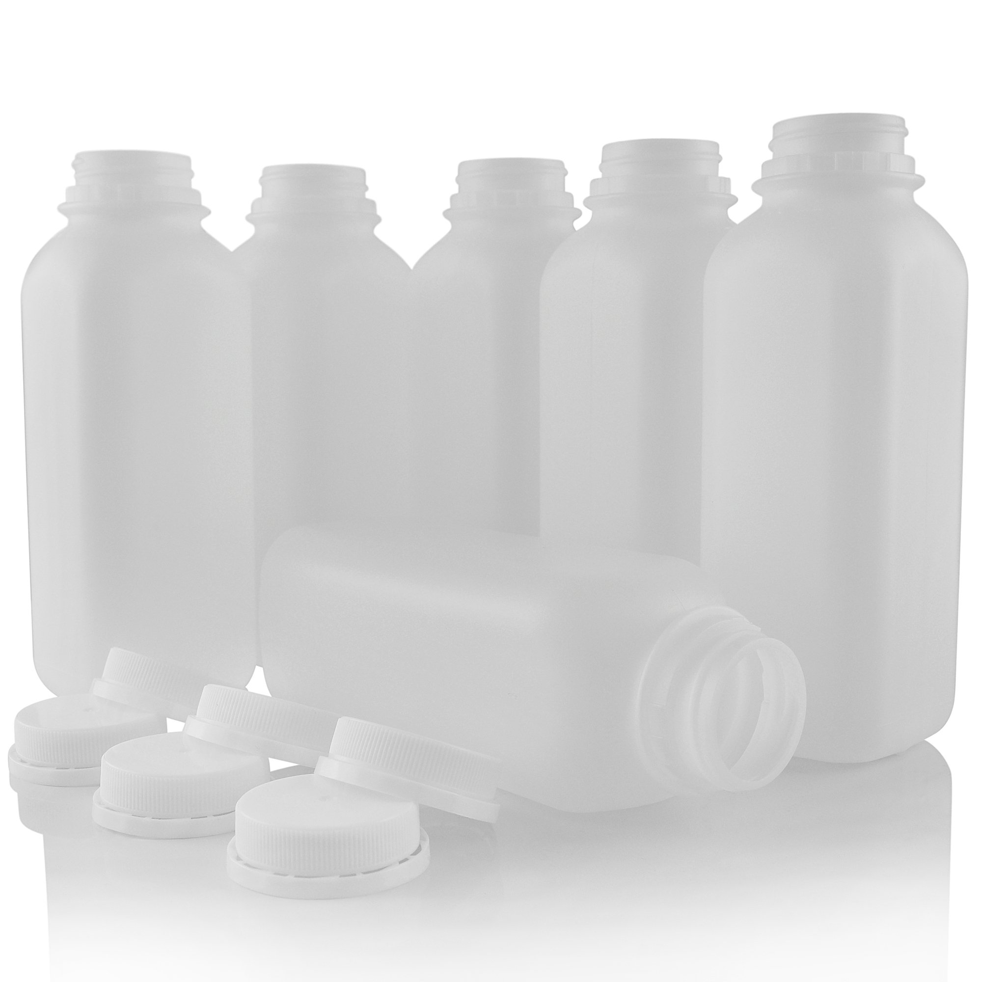 Pinnacle Mercantile Empty Plastic Smoothie Juice Bottles 16 ounce Set 6 Tamper Evident Caps