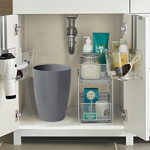 Small Trash Can – Open Top Garbage Cans for Kitchen, Office, Dorm, Bathroom, etc. –Waste Can for Compact/Tight Spaces – The Perfect Bathroom Trash Can - 2 Gallon Trash Bin – Glossy Grey