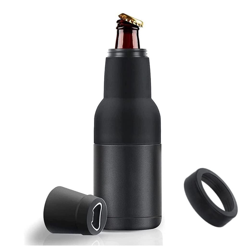 Gteller 3 in 1 Can and Beer Bottle Insulator, Double Wall Stainless Steel Insulated Can Cooler, Beer Bottle Holder 12oz 14oz 17oz (12oz Can&Bottle BK)
