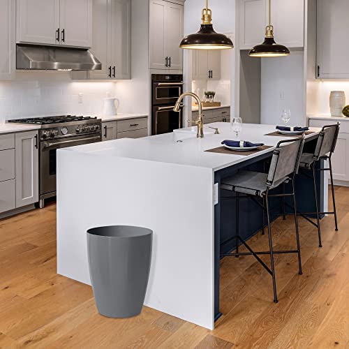 Small Trash Can – Open Top Garbage Cans for Kitchen, Office, Dorm, Bathroom, etc. –Waste Can for Compact/Tight Spaces – The Perfect Bathroom Trash Can - 2 Gallon Trash Bin – Glossy Grey