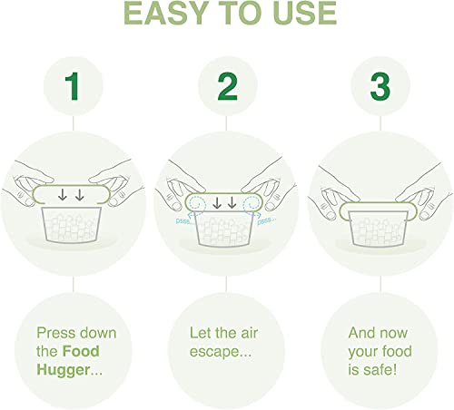 Food Huggers Replacement Lids for Glass Storage Containers | Silicone & Glass Lids that Don’t Crack | Fits Round Container Brands & Bowls | 100% Plastic Free | 3 Lid Set (XS,S,M), Gradual Green