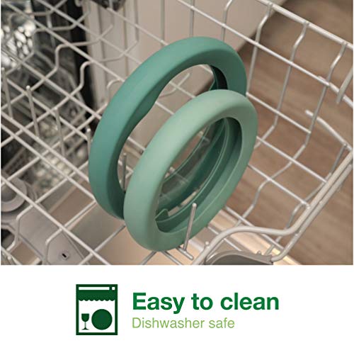 Food Huggers Replacement Lids for Glass Storage Containers | Silicone & Glass Lids that Don’t Crack | Fits Round Container Brands & Bowls | 100% Plastic Free | 3 Lid Set (XS,S,M), Gradual Green