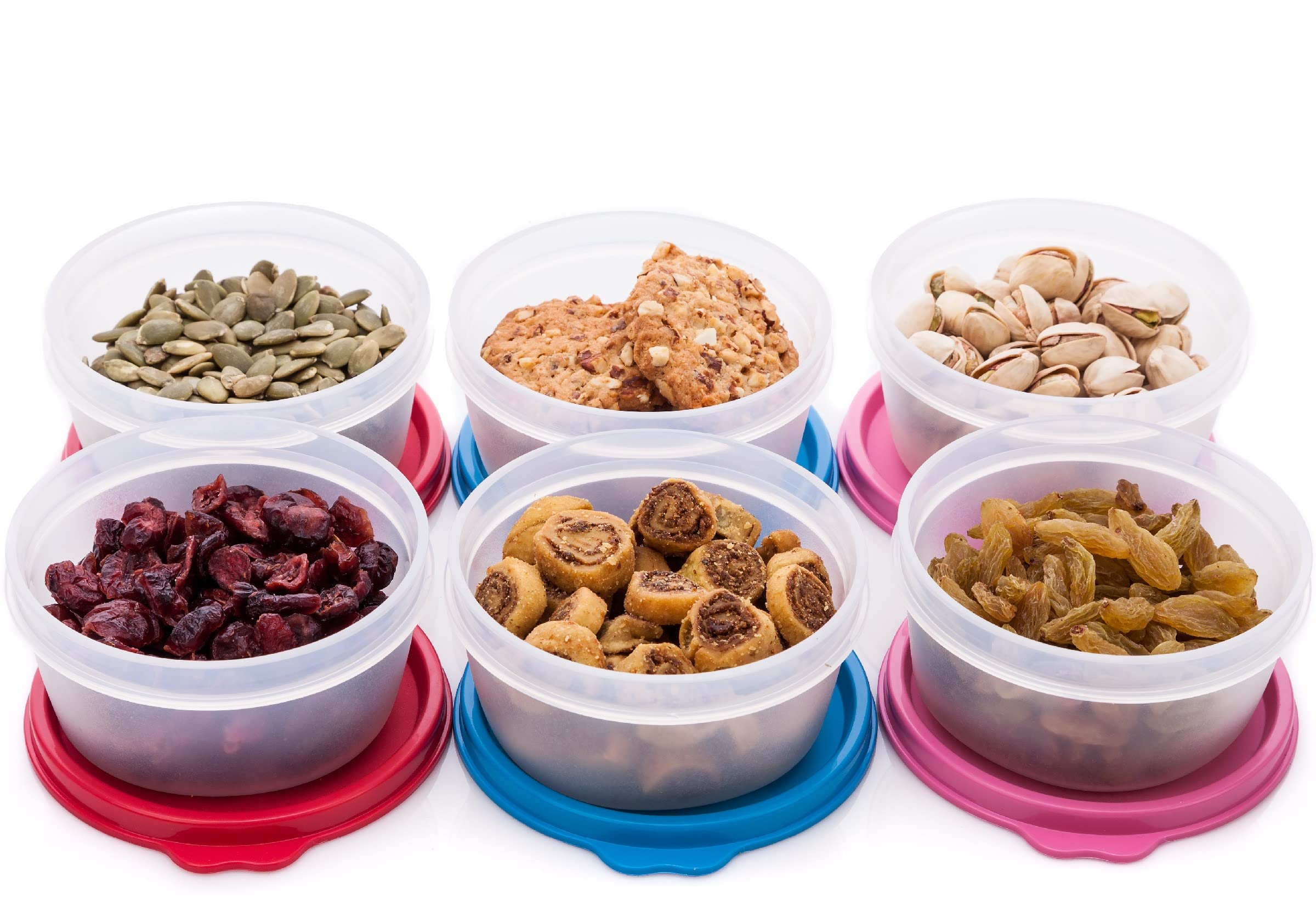 SIGNORA WARE Condiment Containers with Lids- 6 pk. 6.5 oz.Salad Dressing to go Small Food Storage Containers- Sauce Cups Leak proof Reusable Plastic BPA free for Lunch Box Picnic Travel