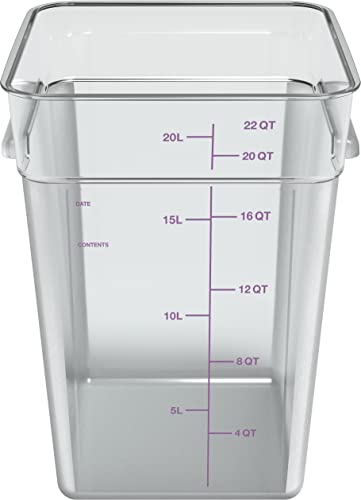 Carlisle FoodService Products Squares Square Food Storage Container with Stackable Design for Catering, Buffets, Restaurants, Polycarbonate (Pc), 22 Quarts, Clear