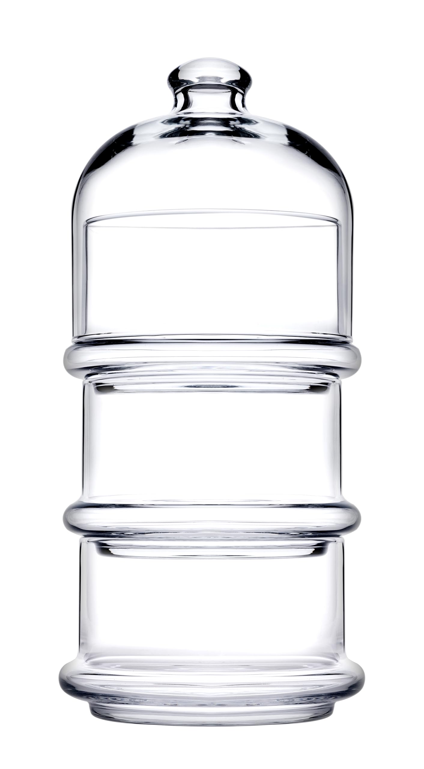 Pasabahce Patisserie Basic Set of 3 Stackable Domed Containers, Glass, Transparent, 12 x 26 cm, 12x26 cm