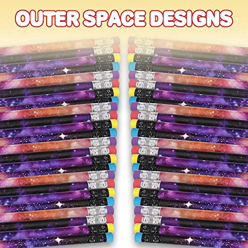 ArtCreativity Galaxy Pencils for Kids - Pack of 48 - Assorted Outer Space Designs - Cute Writing Pencils with Durable Erasers, Teacher Supplies for Classrooms, Student Reward, Astronomy Party Favors