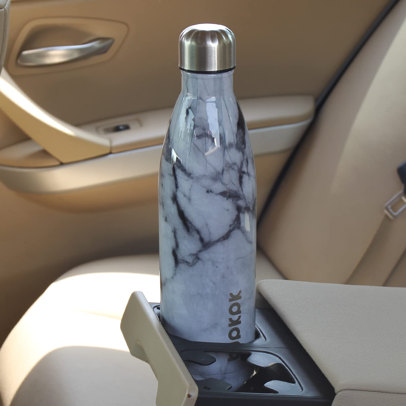 BJPKPK Insulated Water Bottles 17oz Stainless Steel Sports Water Bottles Keep Cold for 24 Hours and Hot for 12 Hours,BPA Free,Marble Jade