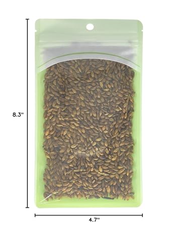 QQ Studio Pack of 100 Flat Clear Polyethylene Plastic Front Window Zip Top Bags with Hang-Hole for Baking Food Products (Clear & Green, 4.7" x 8.3")