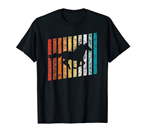 Running Horse Wild Galloping Retro Stripe Distressed Gift T-Shirt