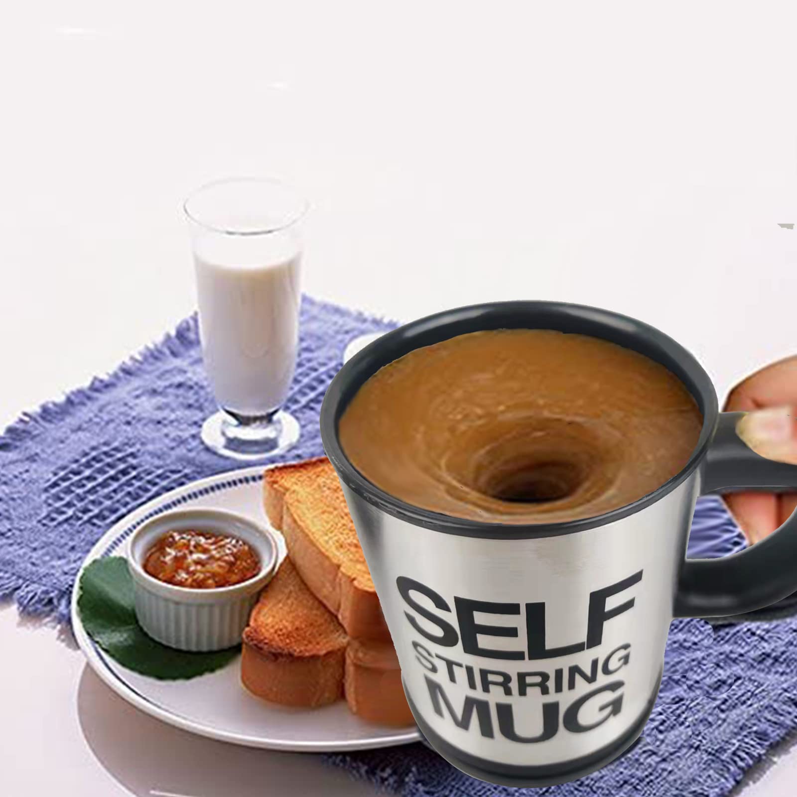 Amyhome Self Stirring Coffee Mug,Stainless Steel Coffee Mug with lid Self Mixing & Spinning Home Office Travel Mixer Cup 12-16 OZ (Black)