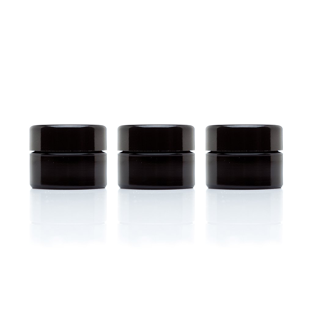 Infinity Jars Classic Black Glass Jar 15 ml (.5 fl oz) Ultraviolet Airtight Smell Proof, Refillable Container Screw top Jar for Long term storage Coffee Spices, Tea, Dried Goods Jar for Kitchen 3 Pack