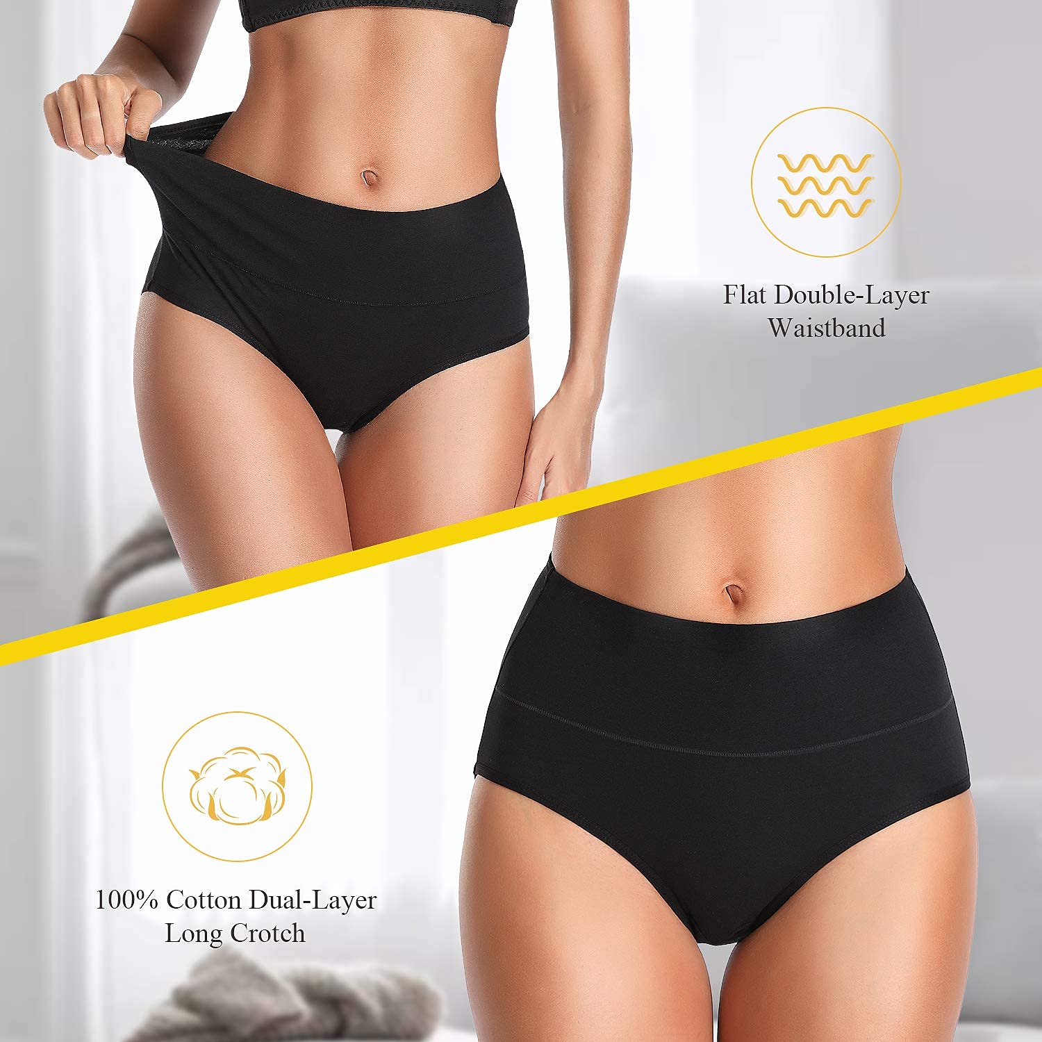UMMISS Women Panties 5 Pack, Soft Cotton Comfortable Underwear Mid Waist Breathable Solid Color Briefs Panties for Women -Multi -M