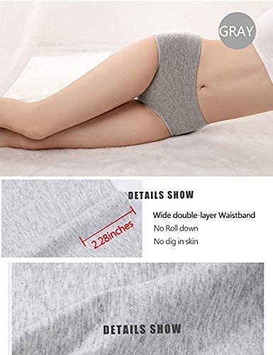 UMMISS Women Panties 5 Pack, Soft Cotton Comfortable Underwear Mid Waist Breathable Solid Color Briefs Panties for Women -Multi -M