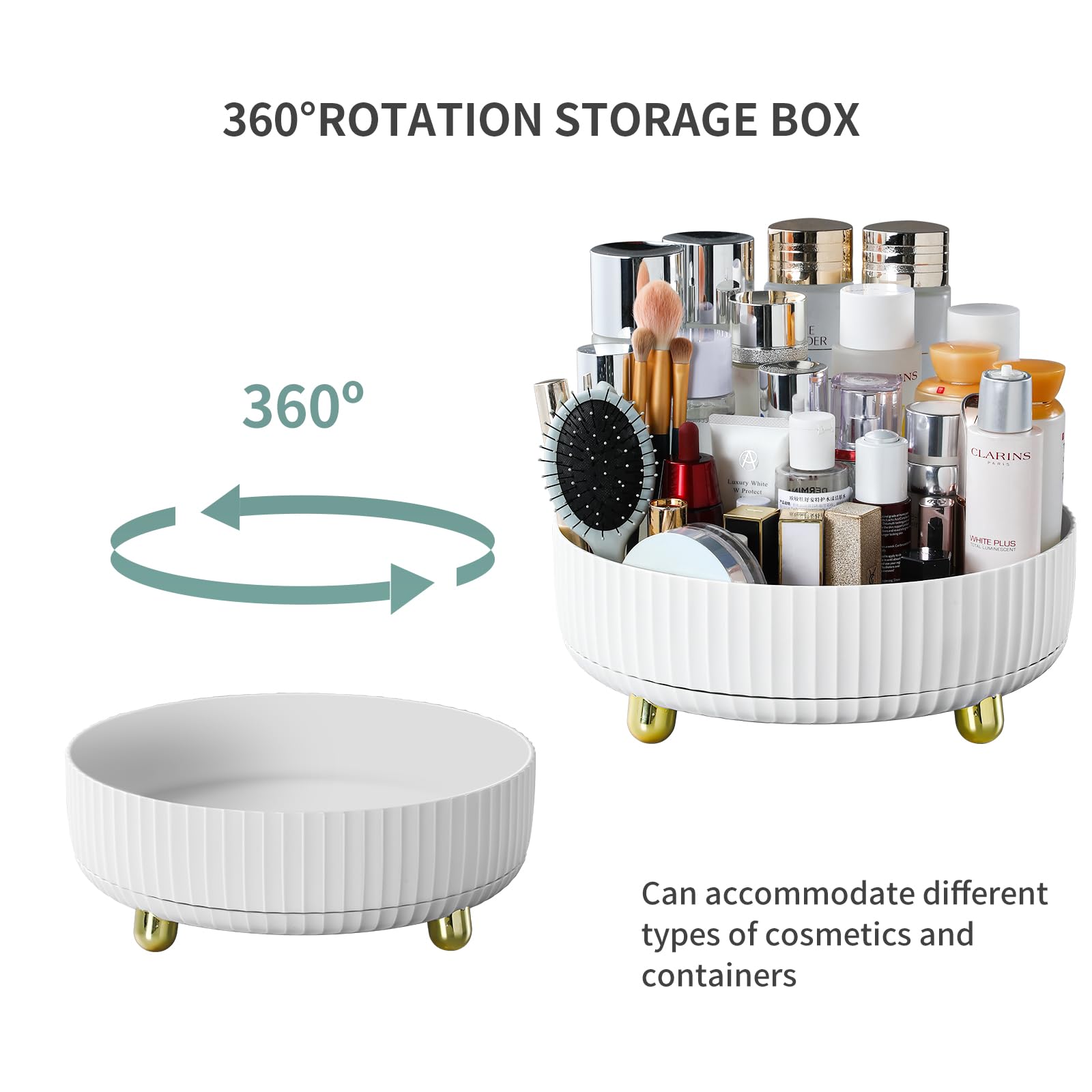 funest Makeup Perfume Organizer, 360 Degree Rotating Lazy Susan Cosmetic Desk Storage Lotions Display Case Round Gift Tray with Large Capacity , for your Jewelry