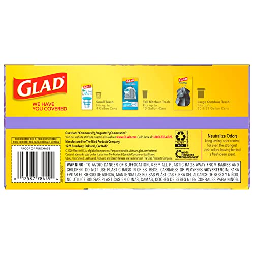GLAD ForceFlex Tall Drawstring Trash Bags, 13 Gallon White Trash Bags for Tall Kitchen Trash Can, Mediterranean Lavender with Febreze Freshness to Eliminate Odors, 40 Count