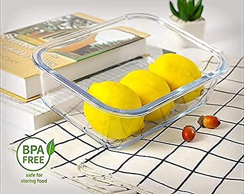 JINAMART Glass Food Containers with Airtight, Leak Proof, BPA Free Lids (Set of 4 Food storage Containers - 2 Bento Boxes, 2 Full Containers)