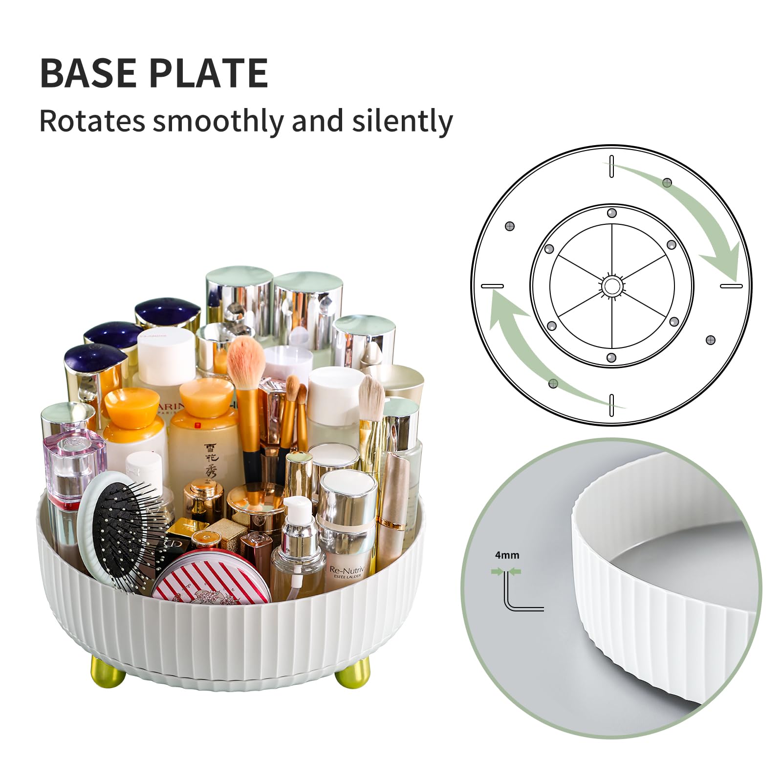 funest Makeup Perfume Organizer, 360 Degree Rotating Lazy Susan Cosmetic Desk Storage Lotions Display Case Round Gift Tray with Large Capacity , for your Jewelry