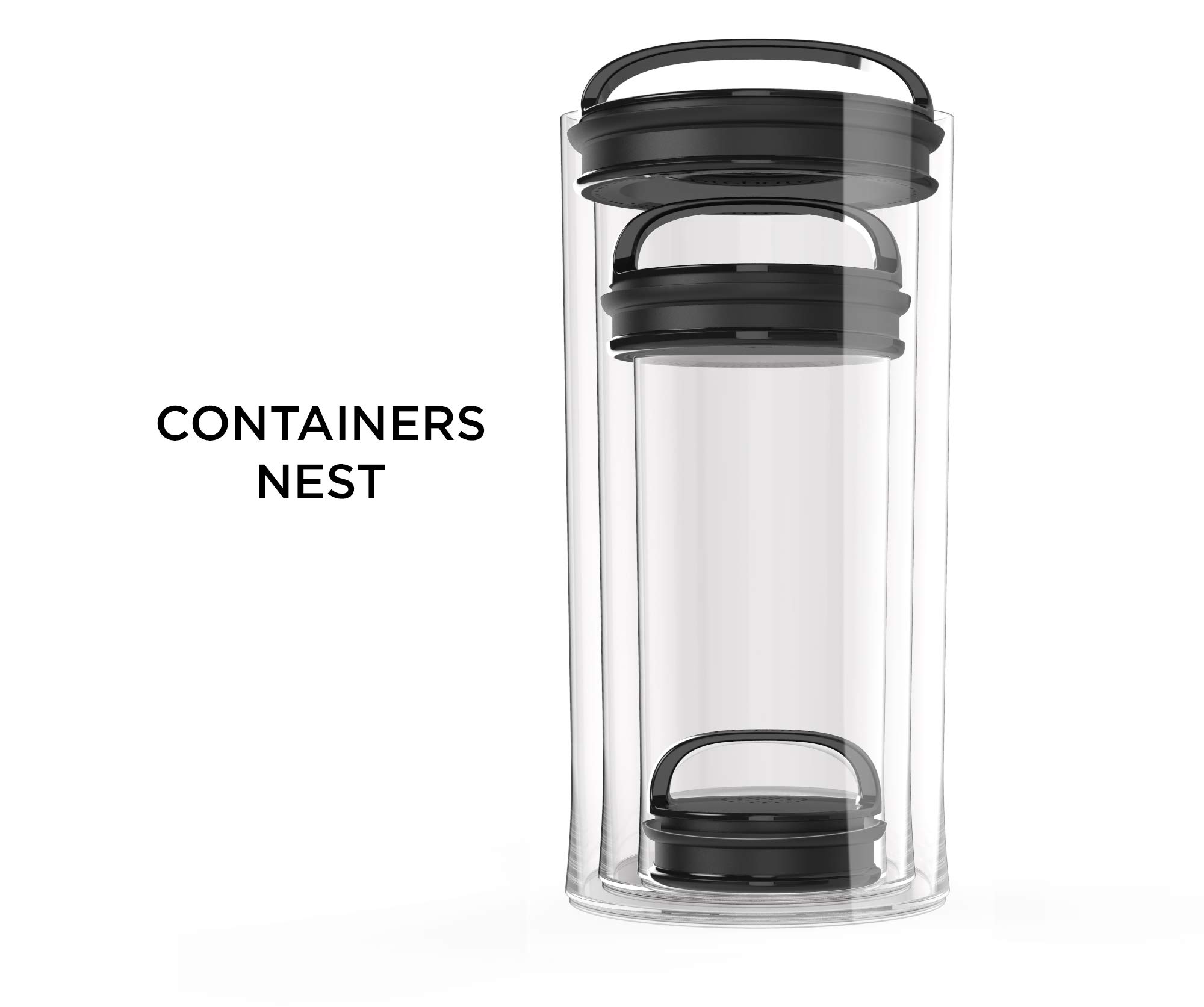 Best PREMIUM Airtight Storage Container for Coffee Beans, Tea and Dry Goods - EVAK - Innovation that Works by Prepara, Glass and Stainless Black Gloss Handle, Mini: Set of 3
