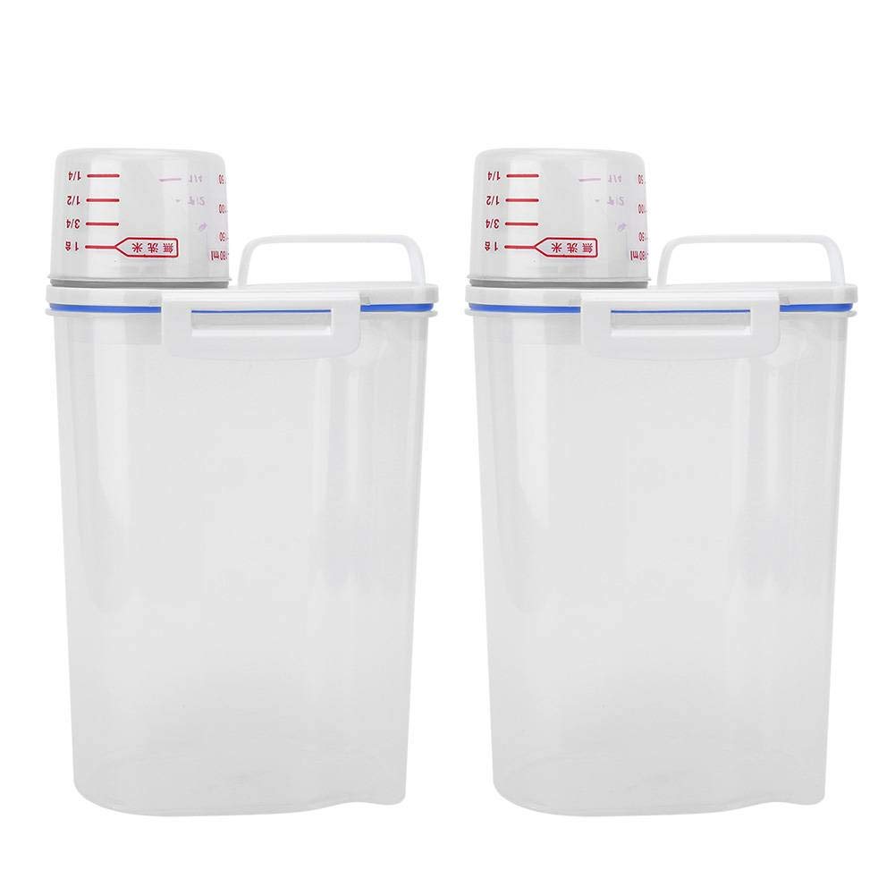 Yosoo 2Pcs Plastic Rice Storage Box, Thick Plastic Flour Storage Capacity Cereal Storage Bin Food Container for Kitchen