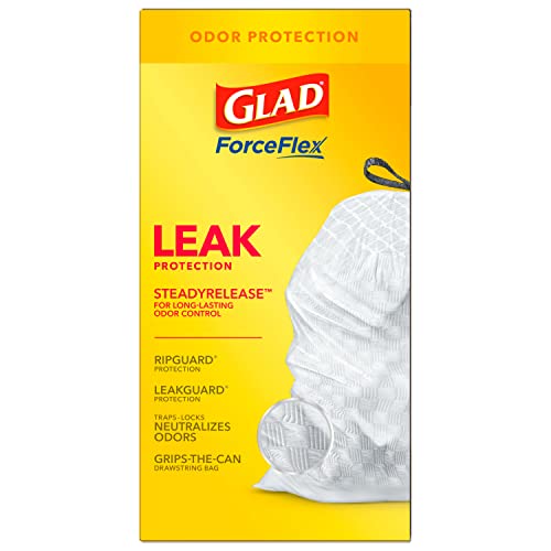 GLAD ForceFlex Tall Drawstring Trash Bags, 13 Gallon White Trash Bags for Tall Kitchen Trash Can, Mediterranean Lavender with Febreze Freshness to Eliminate Odors, 40 Count