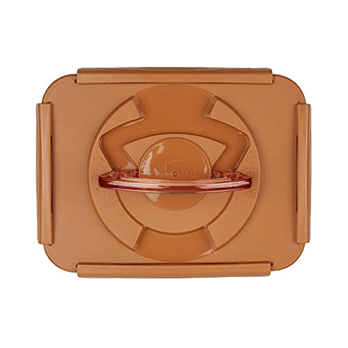 Crazy Korean Cooking Premium Kimchi, Sauerkraut Fermentation and Storage Container with Inner Vacuum Lid, Sandy Brown 1.3 Gal (5.2L) 2 PACK