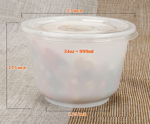 Golden Apple Meal prep containers 30oz-15sets [999ml] - Reusable Plastic Containers with Lids -BPA Free- Disposable Meal Prep Bowls - Microwavable, Freezer and Dishwasher Safe - Lunch Containers…
