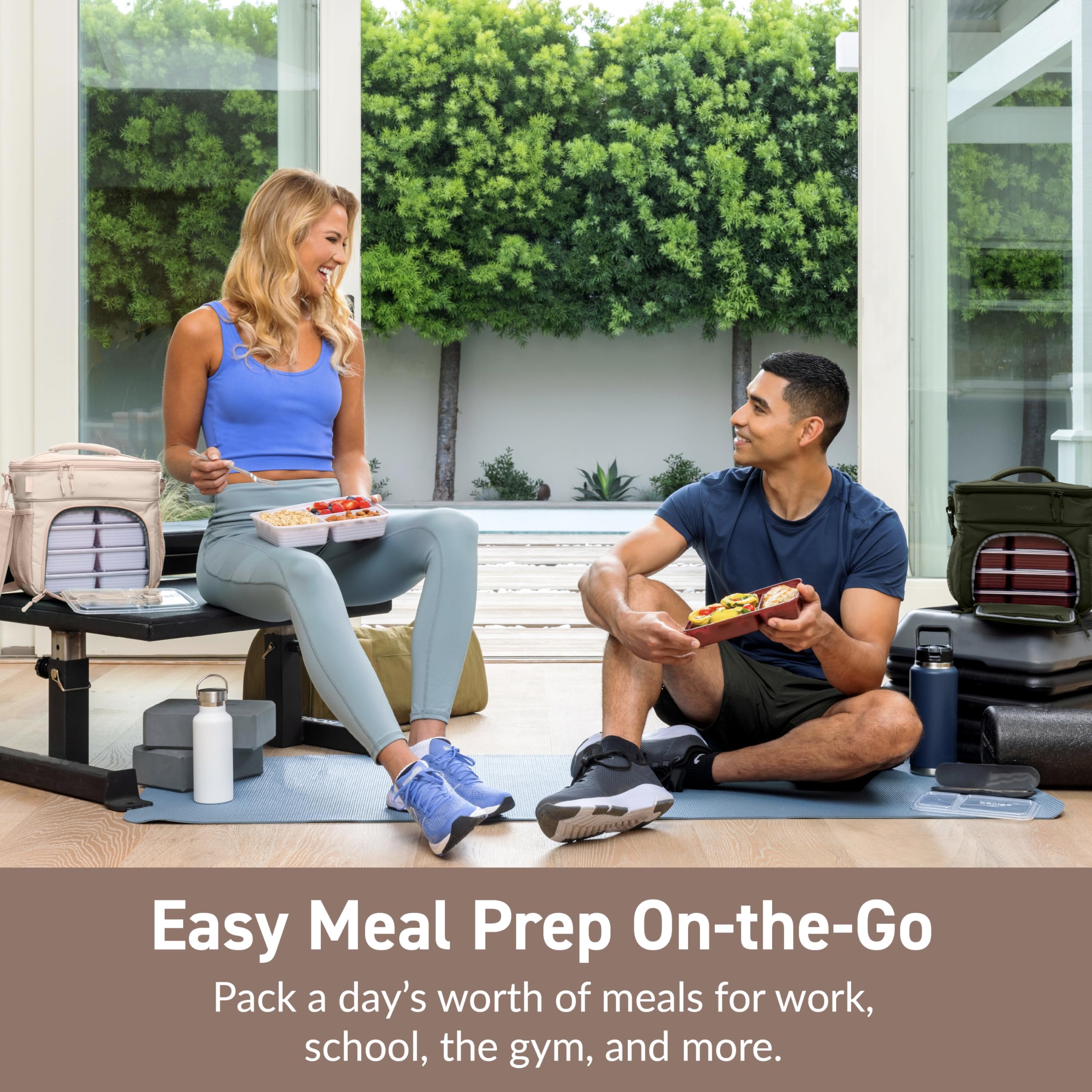 Bentgo Prep Deluxe Insulated Multimeal Bag - Lunch Box Bag, Holds 5 Meals, Premium Insulation up to 8 Hrs, Durable, Water-Resistant - Large Capacity For Adult Meal Prep (Sand)