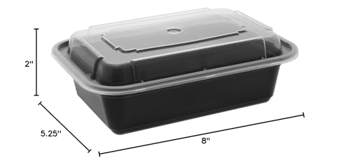 Pactiv [20 Sets] Meal Prep Containers with Lids, Food Storage, Take Out, Lunch Box, Portion Control, Microwave/Dishwasher/Freezer Safe, BPA Free, Factory Sealed, Made in USA (38 OZ - Large)