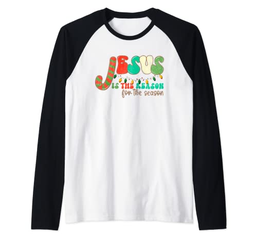 Christian Jesus The Reason Christmas Stocking Stuffer Xmas Raglan Baseball Tee