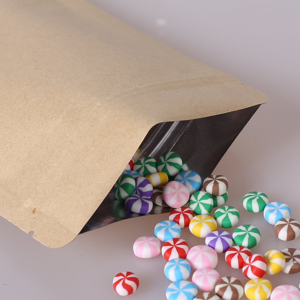 QQ Studio QuickQlick™ Kraft Mylar Heat Sealable Bags (100 Bags) (Brown Ziplock, 5.1" x 8.3" (13 cm x 21 cm))