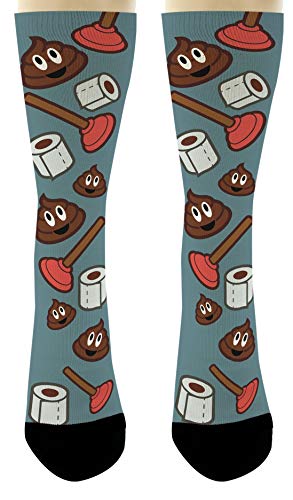 ThisWear Practical Joke Gifts for Women and Men TP and Poop Socks Funny Accessories 6-Pair Novelty Crew Socks