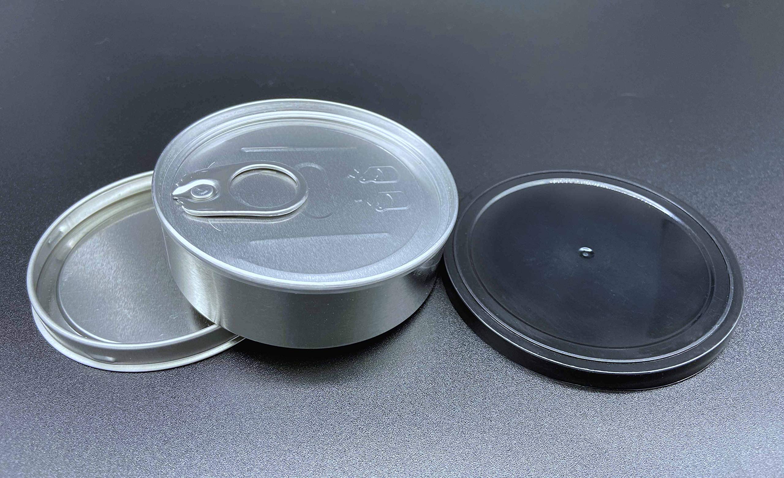 YEEPON 40sets Cali Self-seal Tin Can with Lid - Tuna Can Hoop Ring - NO TOOLS NEEDED + 48Pieces can Labels【100ml/3.5 (40sets) (3.5, 40)