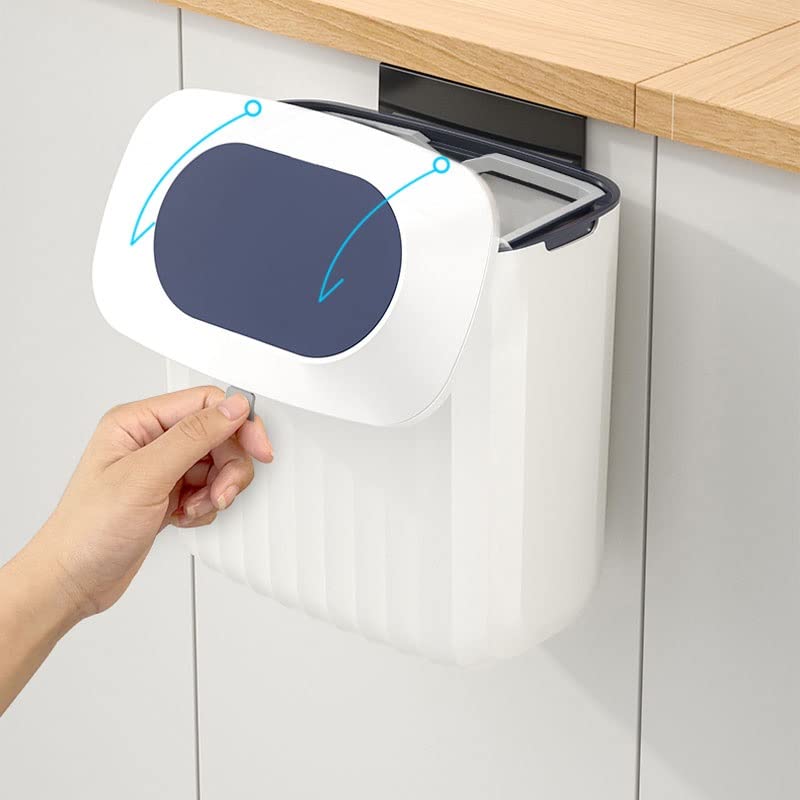 XBWEI Organizer Small Trash Can Plastic Wall Garbage Bin Cleaning Tools Kitchen Accessories