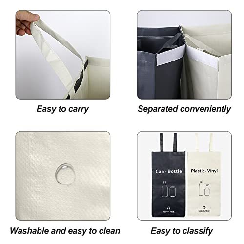 JIALAI HOME 2 Pack Separate Recycling Waste Bin Bags, Recycle Bins for Kitchen Home - 28 Gallon Trash Bin, Recyclable Waste Trash Sorting Organizer, Durable, Washable, Affordable Recycle Bags