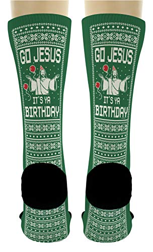 Christmas Joke Gifts Go Jesus It's Ya Birthday Winter Holiday Gift Socks 6-Pair Novelty Crew Socks