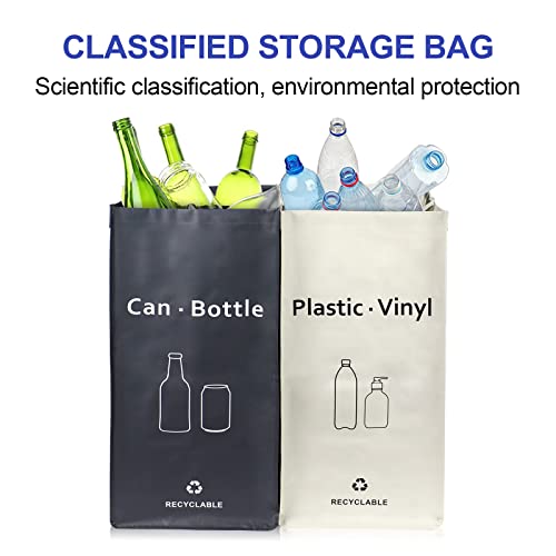 JIALAI HOME 2 Pack Separate Recycling Waste Bin Bags, Recycle Bins for Kitchen Home - 28 Gallon Trash Bin, Recyclable Waste Trash Sorting Organizer, Durable, Washable, Affordable Recycle Bags
