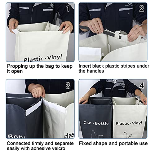 JIALAI HOME 2 Pack Separate Recycling Waste Bin Bags, Recycle Bins for Kitchen Home - 28 Gallon Trash Bin, Recyclable Waste Trash Sorting Organizer, Durable, Washable, Affordable Recycle Bags