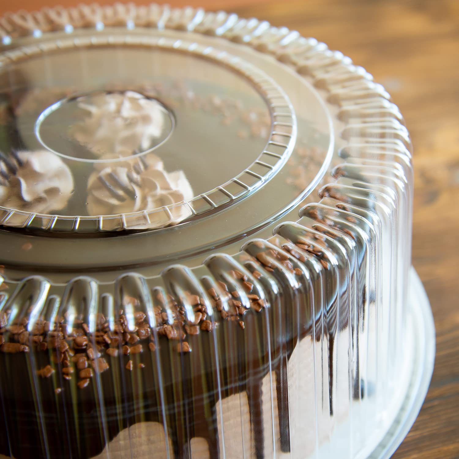 Plastic Cake Containers with Lids | Disposable Cake Containers 9 Inch Cake Carries for Transport and 9 inch Cake Boards 5 Pack of Each | Clear Bunt Cake, Cheesecake, and Pie Plastic Containers