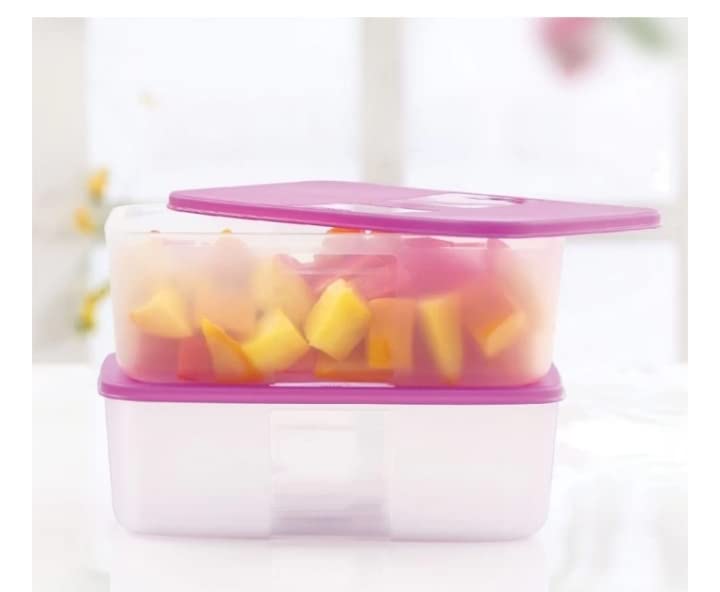 Tupperware Freezer Mate 2-Pack Rectangular Lidded Box, 1L, Clear, BPA Free, Freezer Safe, Leak Proof, Minimalist Style