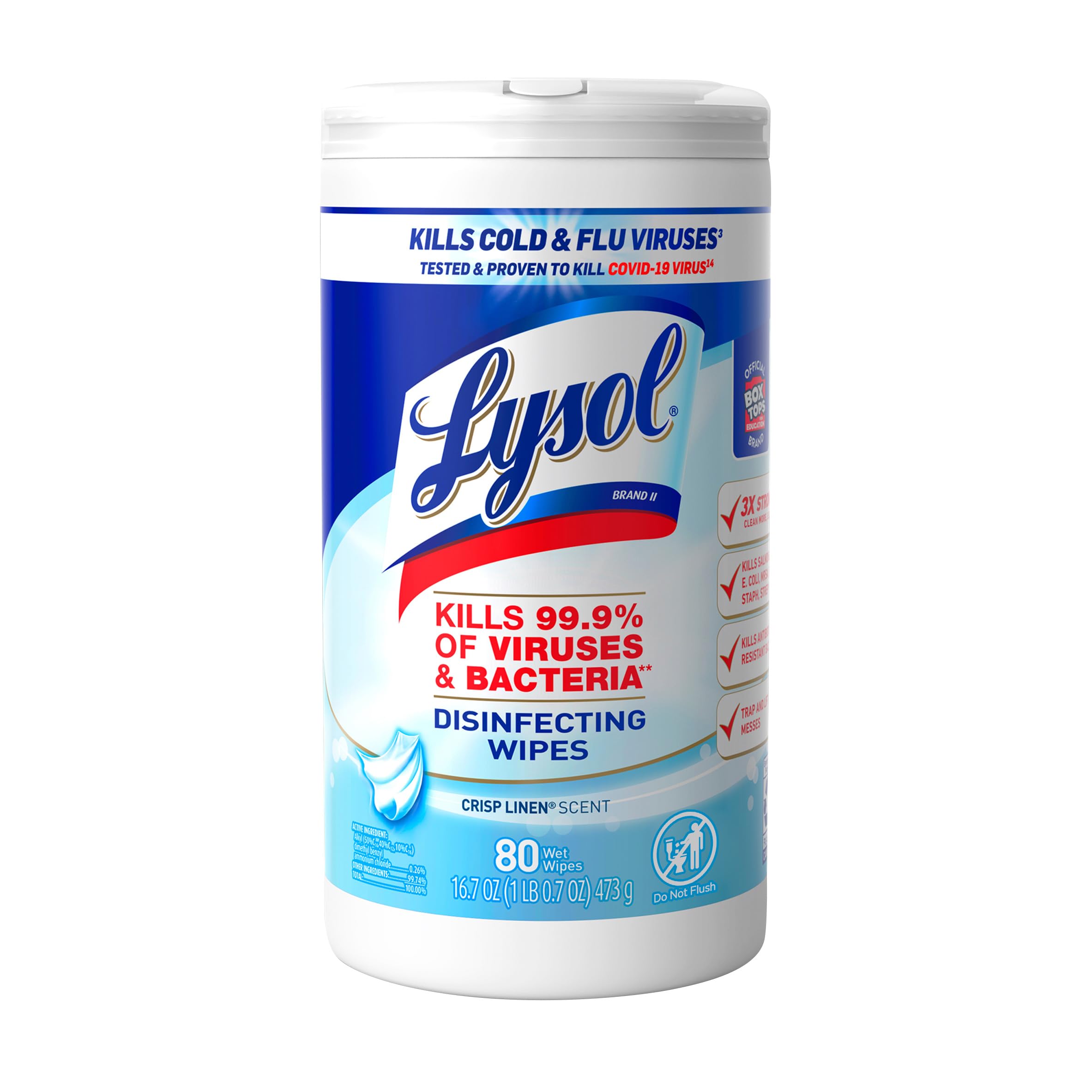 Lysol Disinfecting Wipes, Crisp Linen, 80ct,Packaging May Vary