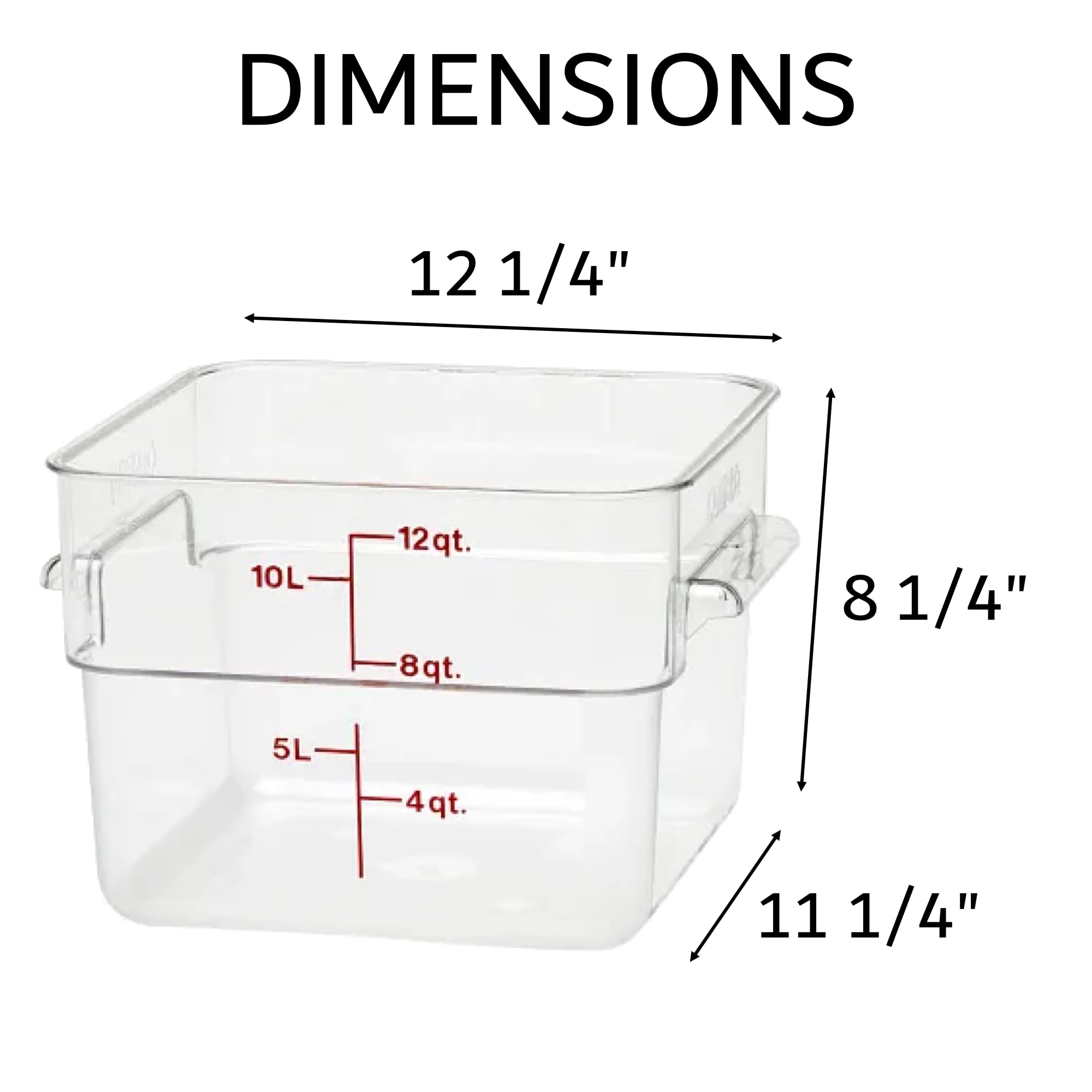 Lumintrail Cambro 12 Qt Square Food Storage Container Clear with Lid Bundle Includes a Measuring Spoon Set