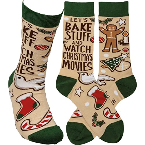 SC1018 Let's Bake Stuff And Watch Movies Merry Christmas All Over Print Socks (Multicolor)