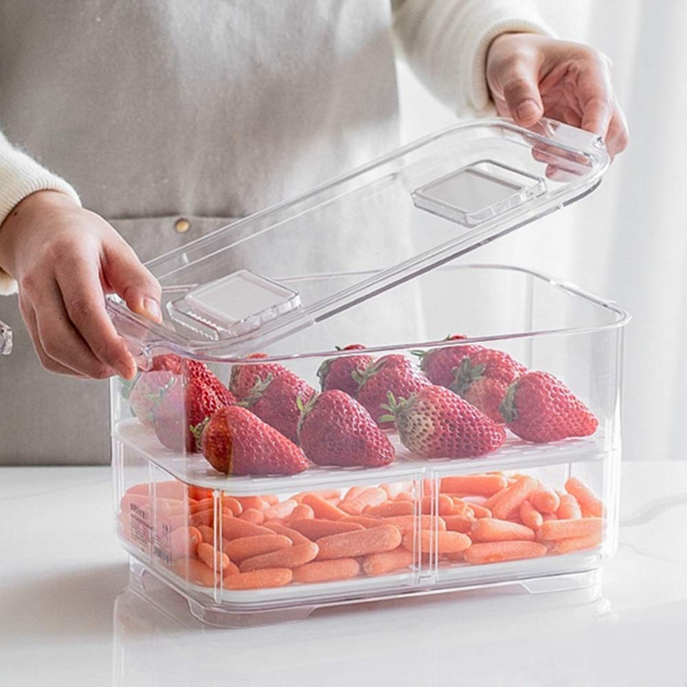 SANNO Stackable Fridge Food Storage Containers Freezer Egg Holder Vegetable Fruit Containers Fridge Containers,Freezer Produce Saver